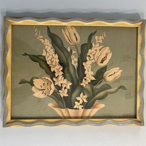 Pair of Large De Jonge Floral Still Life Lithograph Prints Framed 1940 ...