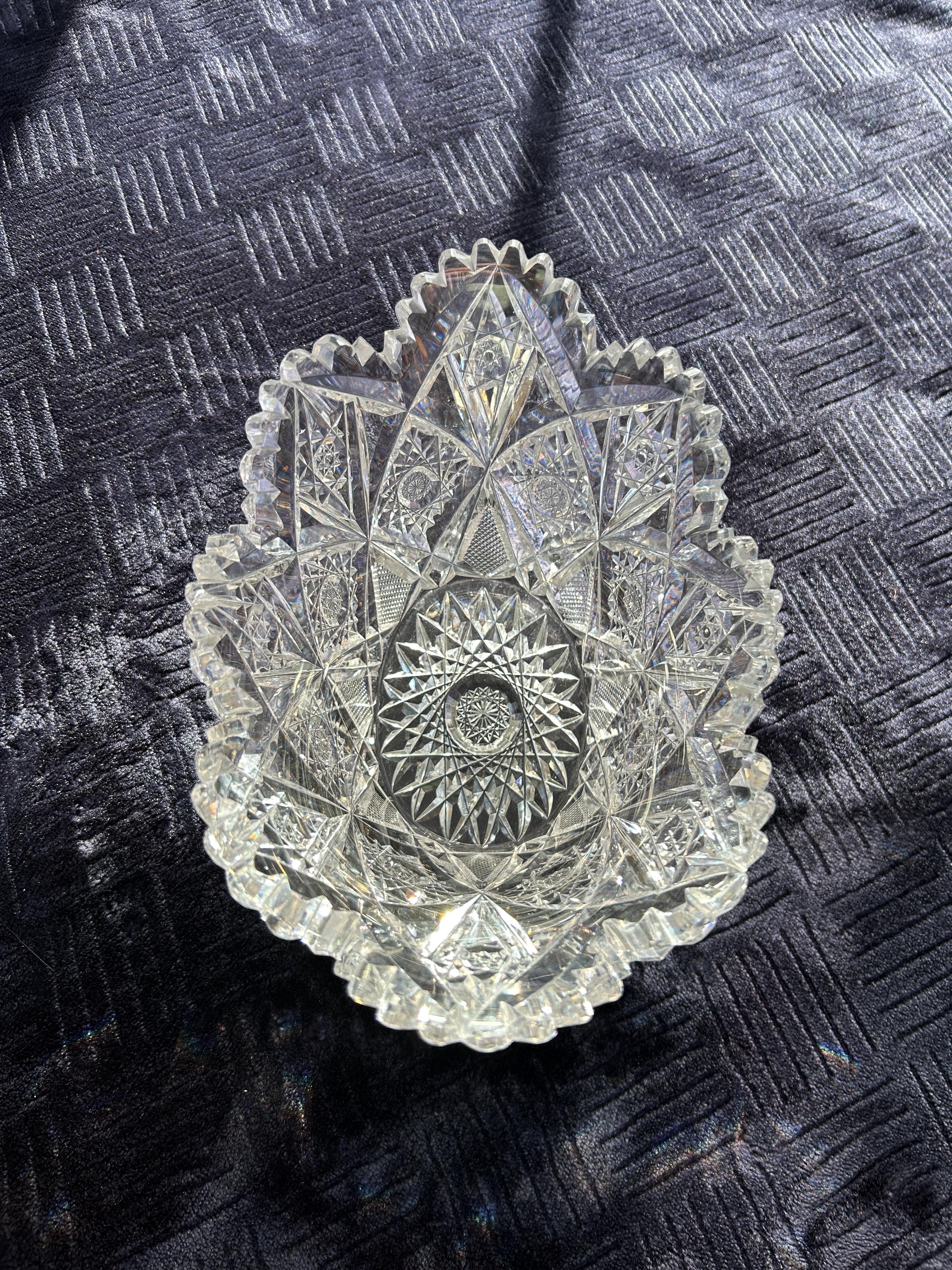 Victorian Hawkes ABP Cut Glass Oval Bowl Hobstar Pattern - Etsy