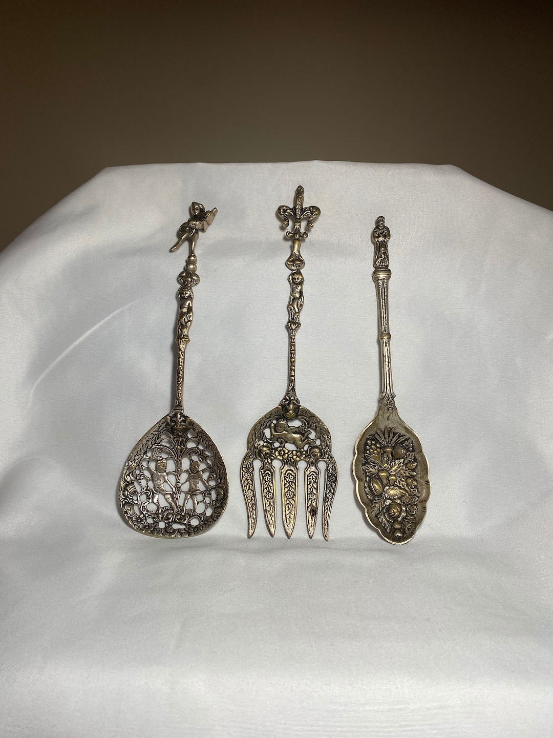 Ugo Bellini Silverplate Salad Set and Spoon Italy - Etsy