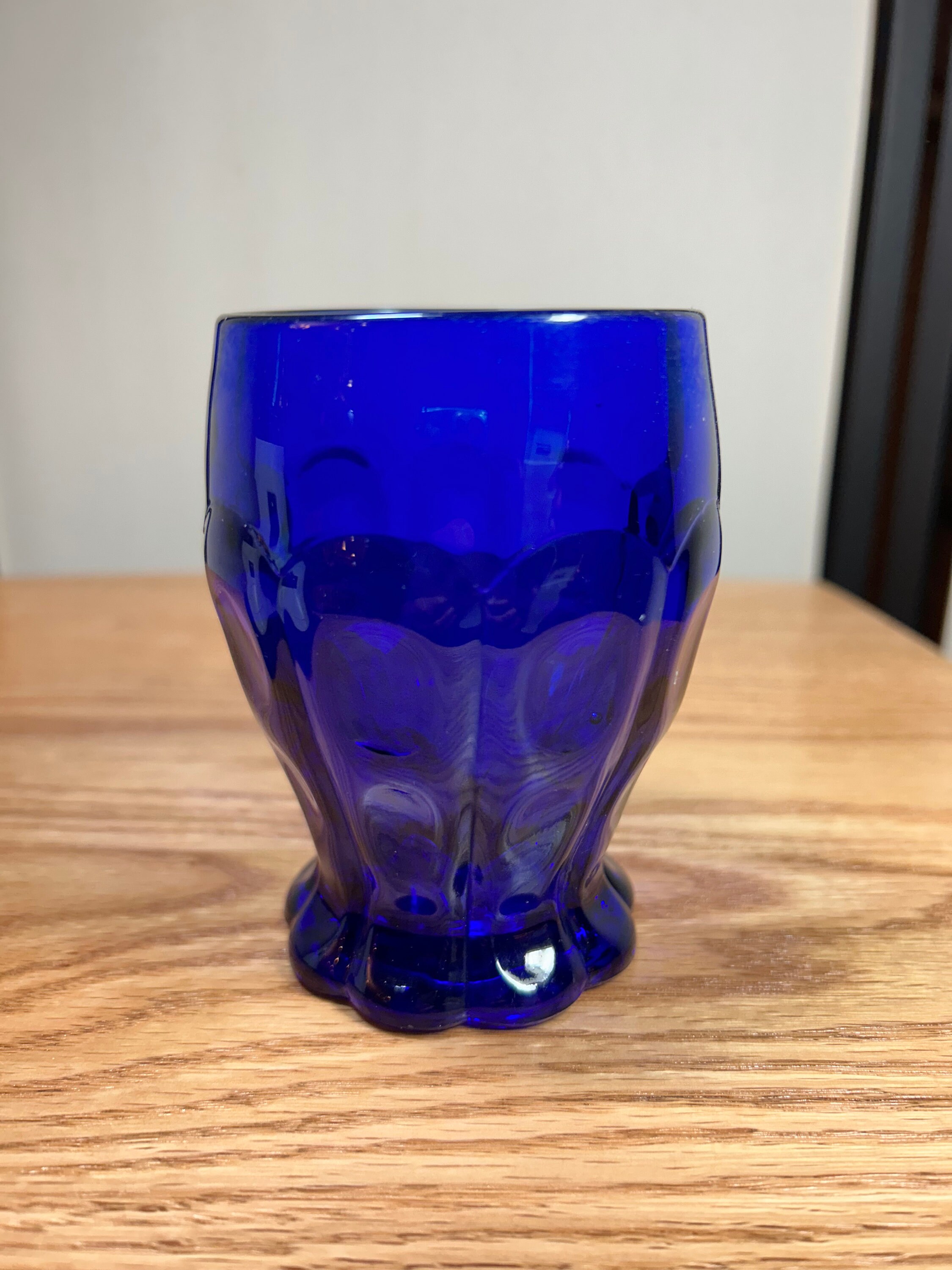 Vintage Set (4) Cobalt Blue Heavy Tumbler Glasses Scalloped Base - Etsy