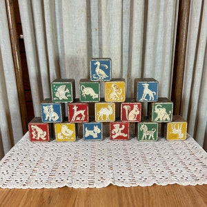 Set (16) Vintage Wooden ABC Toy Blocks - Etsy