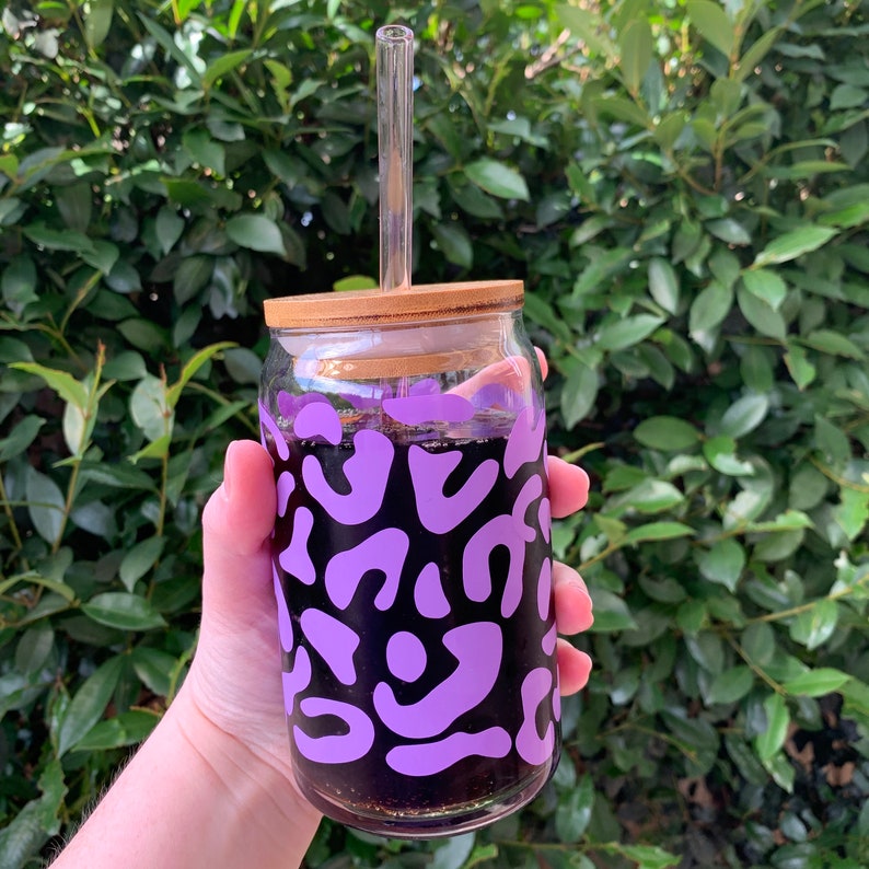 Leopard Print Iced Coffee Cup Libbey Beer Soda Glass Can | Etsy