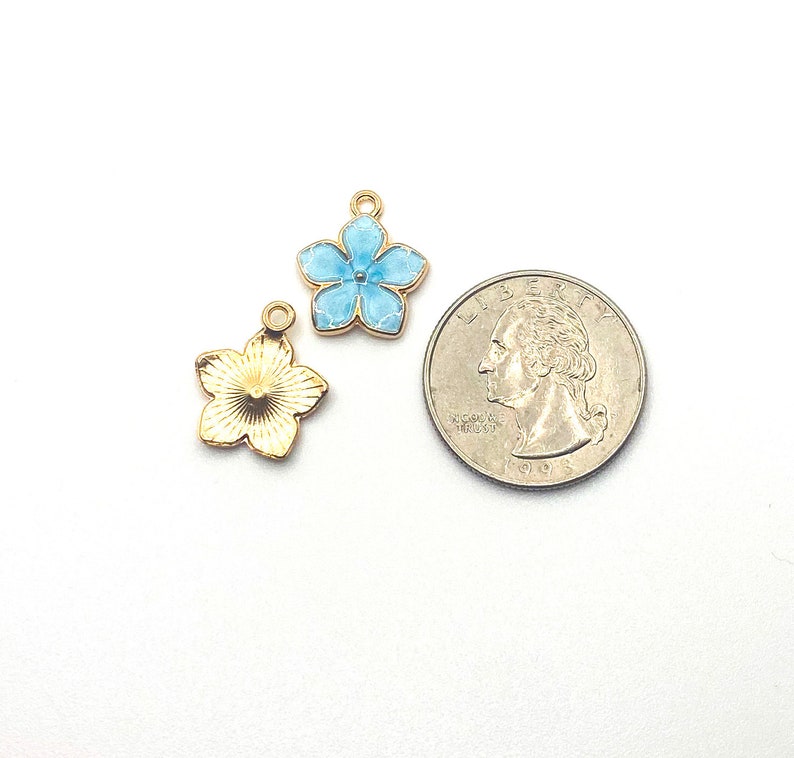 White Enameled Flower Charm 17mm X 15mm Alloy Gold Plated - Etsy