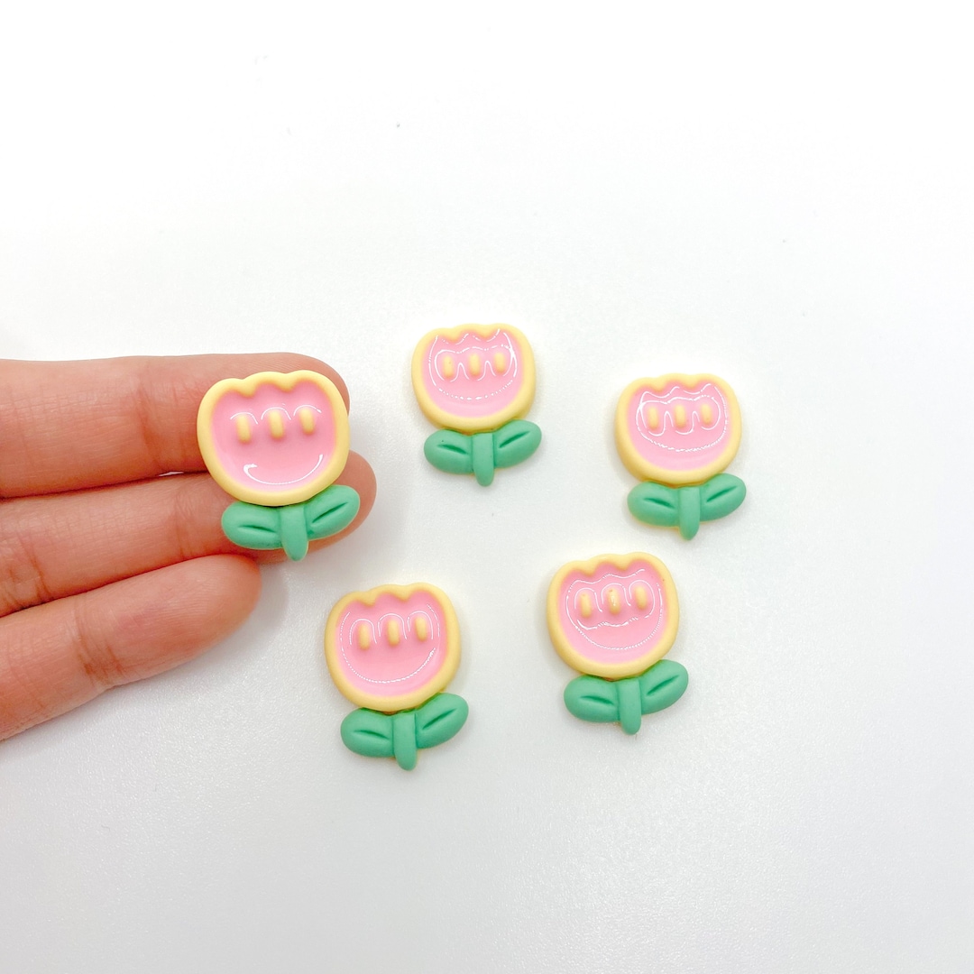 Pink Tulip Sugar Cookie Decoden Kawaii Cabochon Charms, Resin Fake Food ...