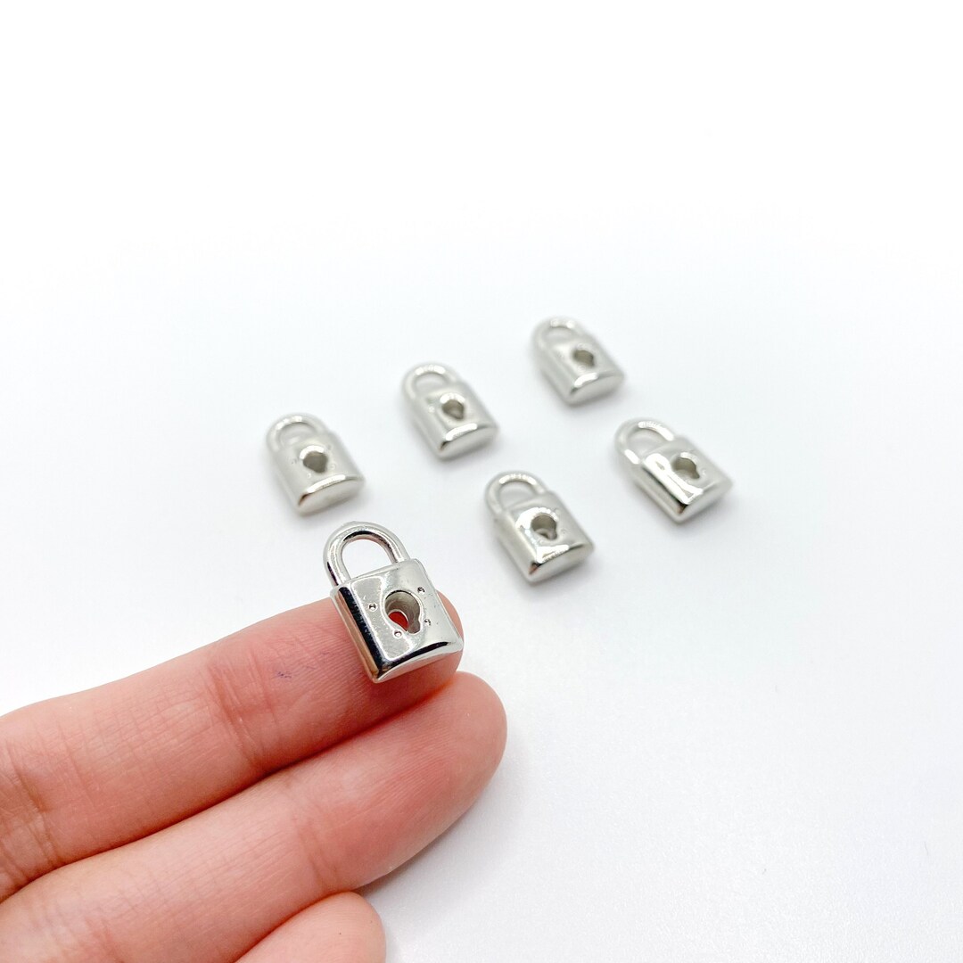 3D Silver Lock Charm, Plastic Locket Charm for Jewelry Making ...