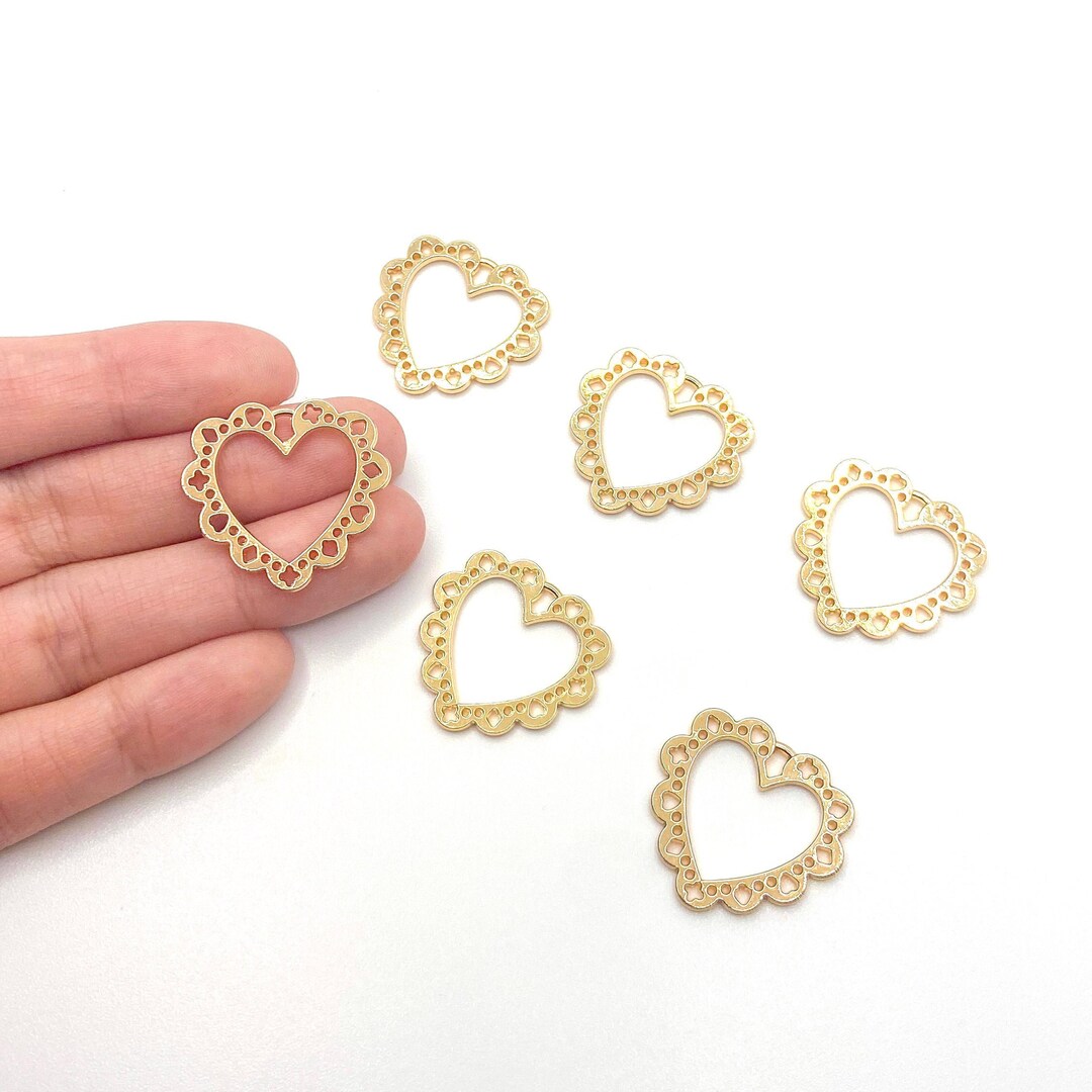 Lace Vintage Heart Earring Connector Charm, Heart Shape Charm for ...