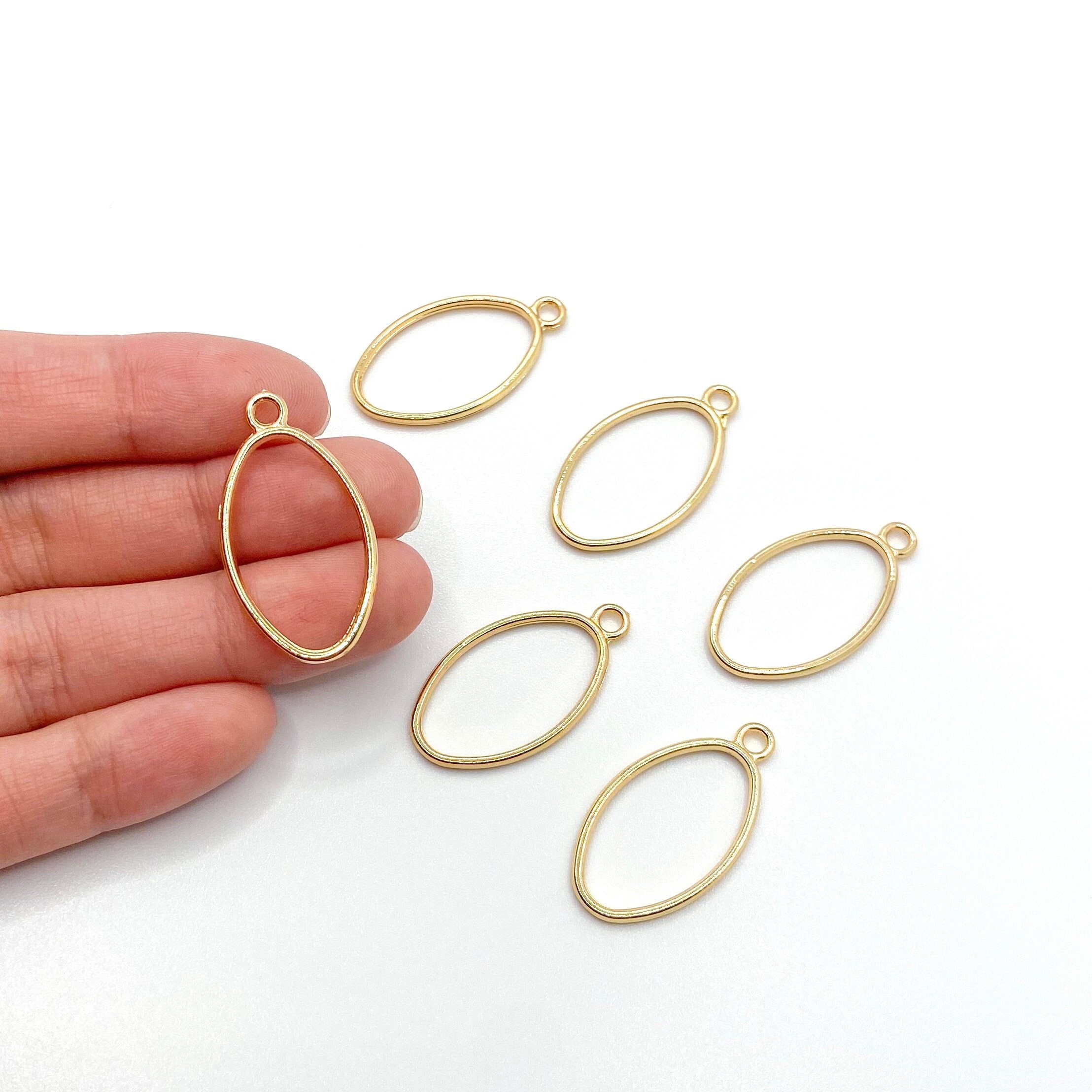 Oval Connector Charm Open Back Bezel Resin Blank Charm - Etsy