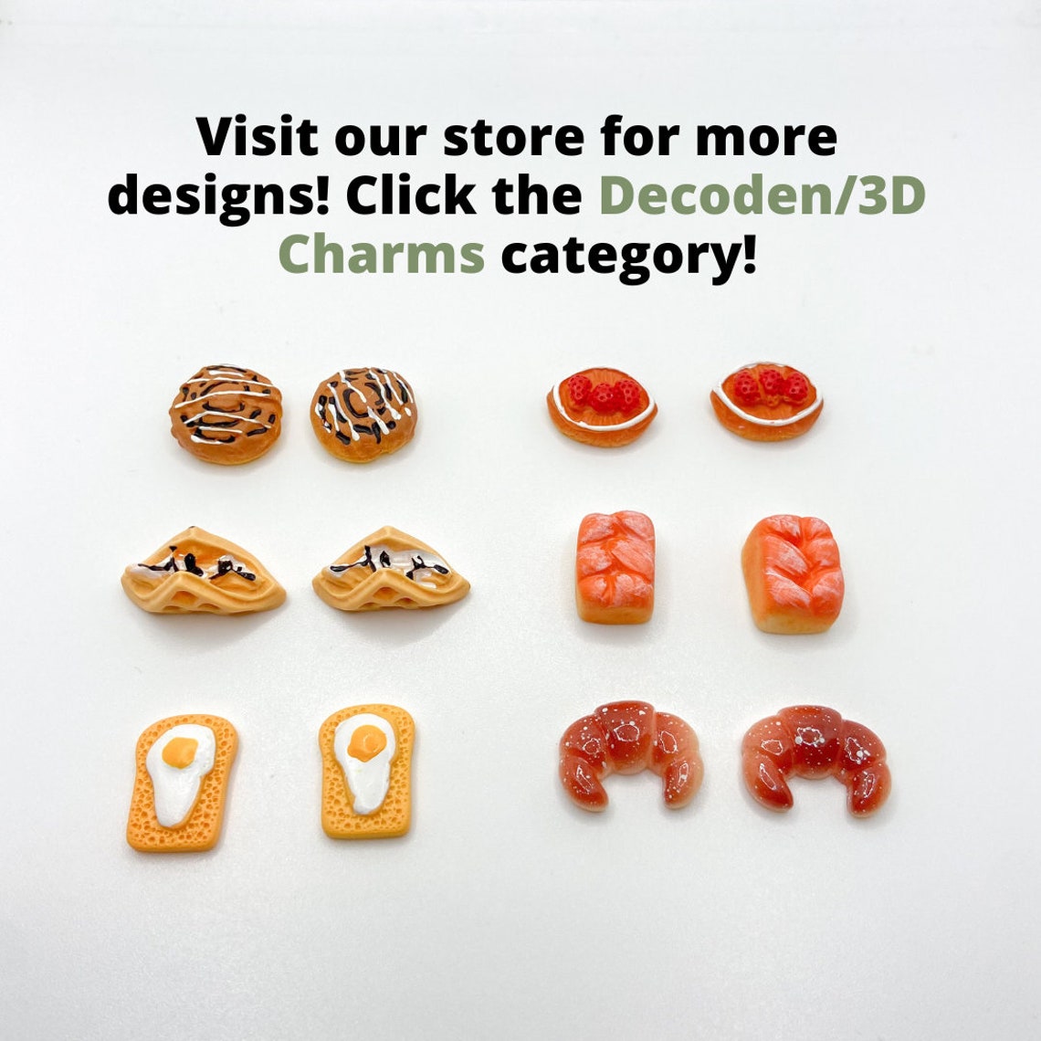 Cute Braided Bread Decoden Cabochon Charms, Resin Fake Bread Dessert ...