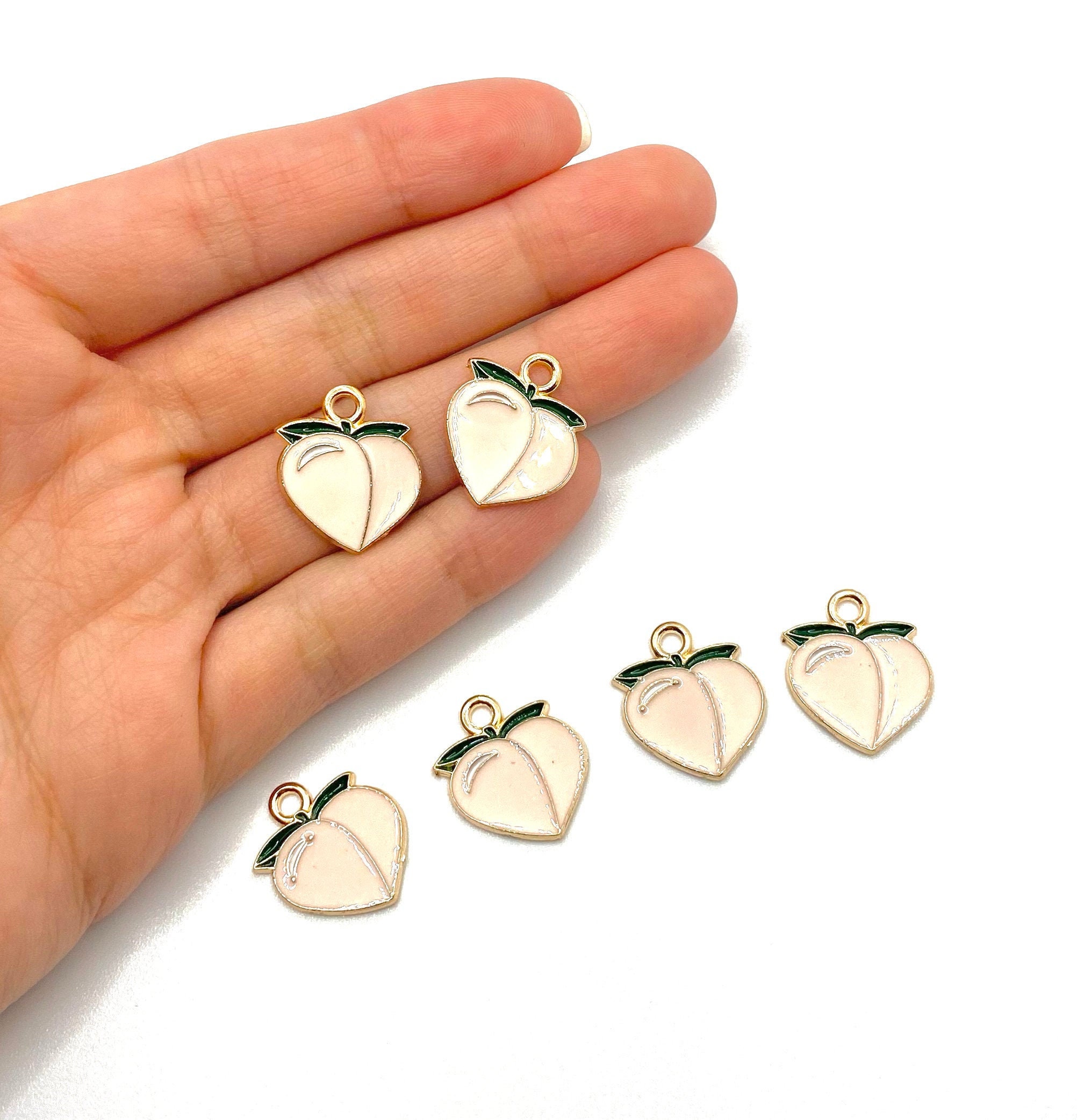 Light Pink Peach Charm for Jewelry Making Fruit Earrings | Etsy