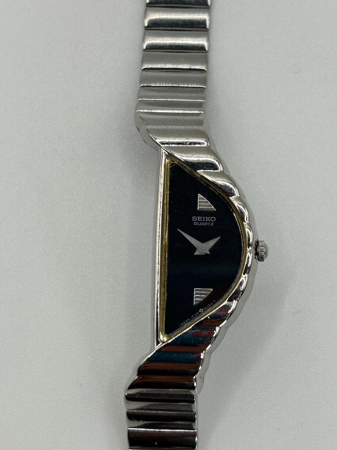 Vintage Seiko Half Moon Stainless Steel Asymmetrical Women’s Quartz Watch 1F20-5D59 - Etsy