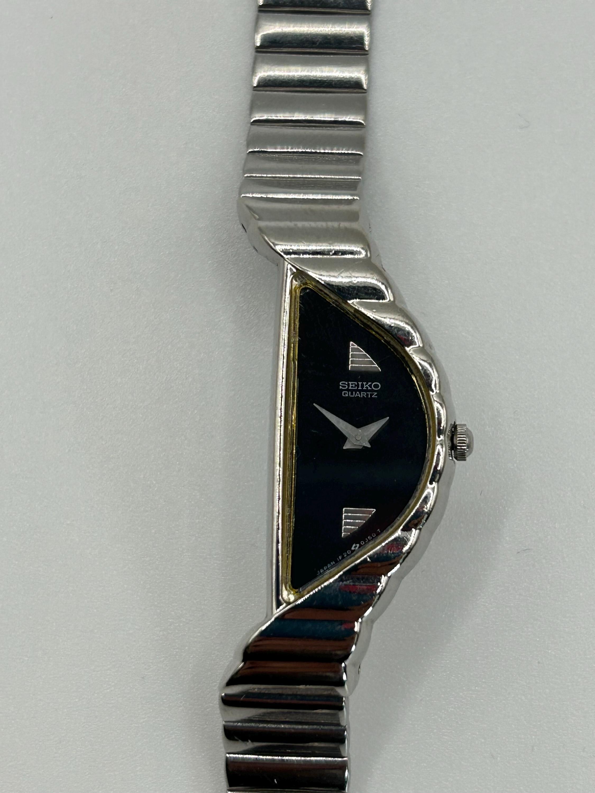 Vintage Seiko Half Moon Stainless Steel Asymmetrical Women’s Quartz ...