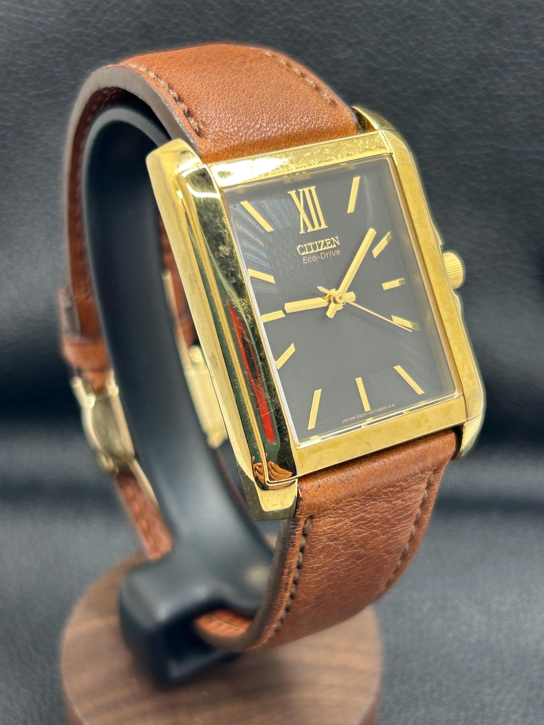 Vintage Citizen Eco-drive Rectangular Gold-tone Solar-powered Classic ...