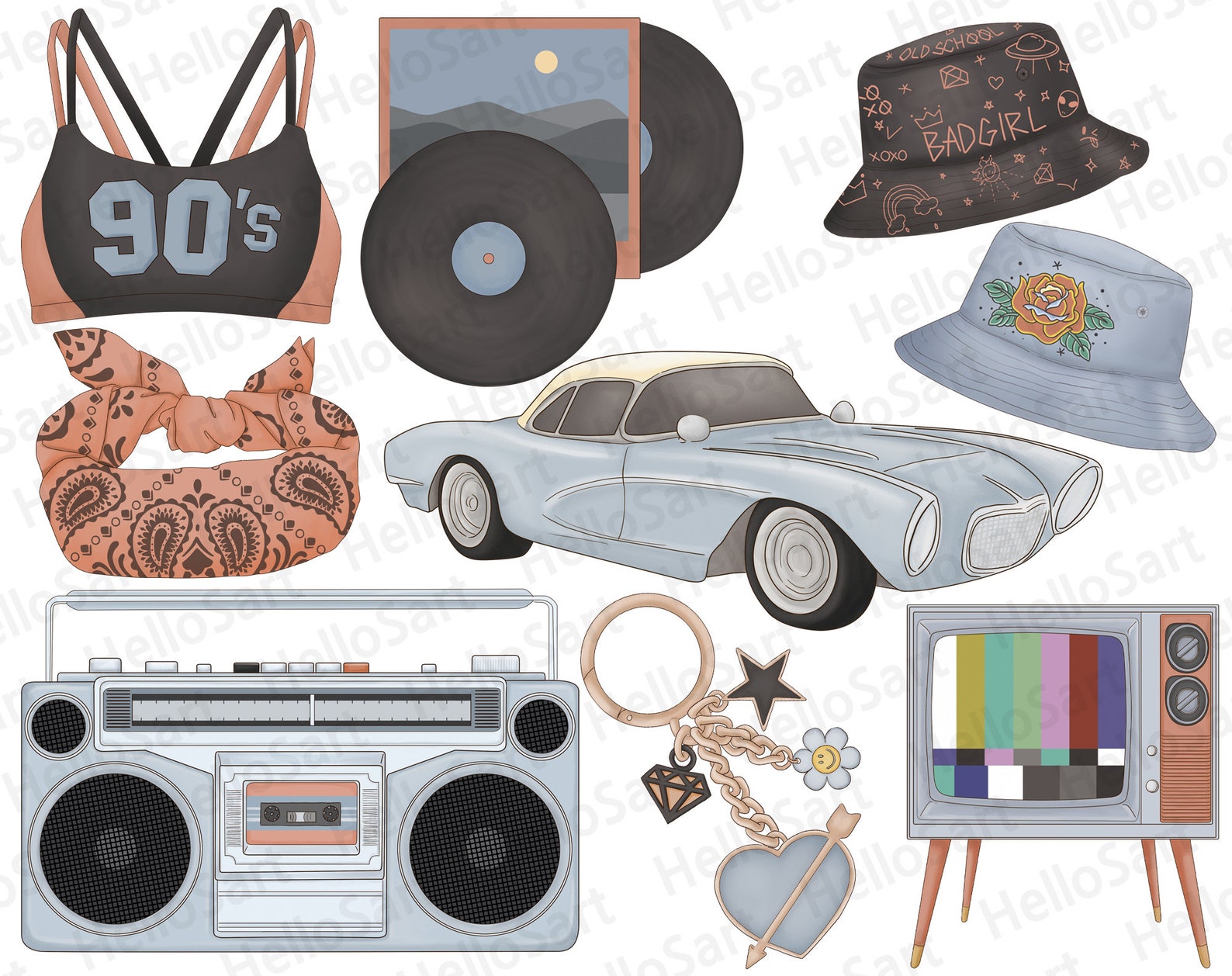 Old School Clipart Retro Clipart 90's Clipart Girl Clipart - Etsy