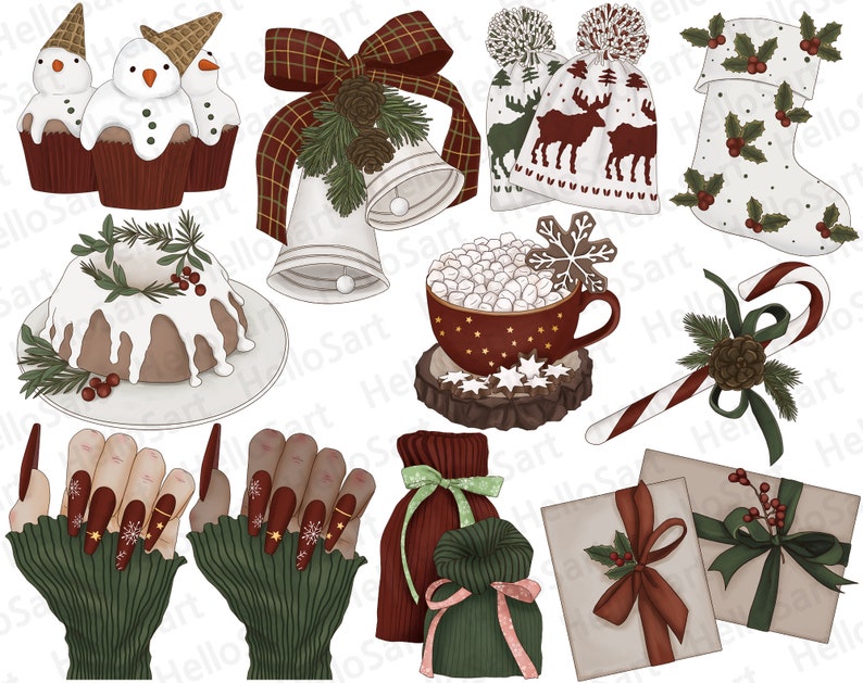 Christmas Day Clipart Winter Clipart Holiday Clipart Girl - Etsy