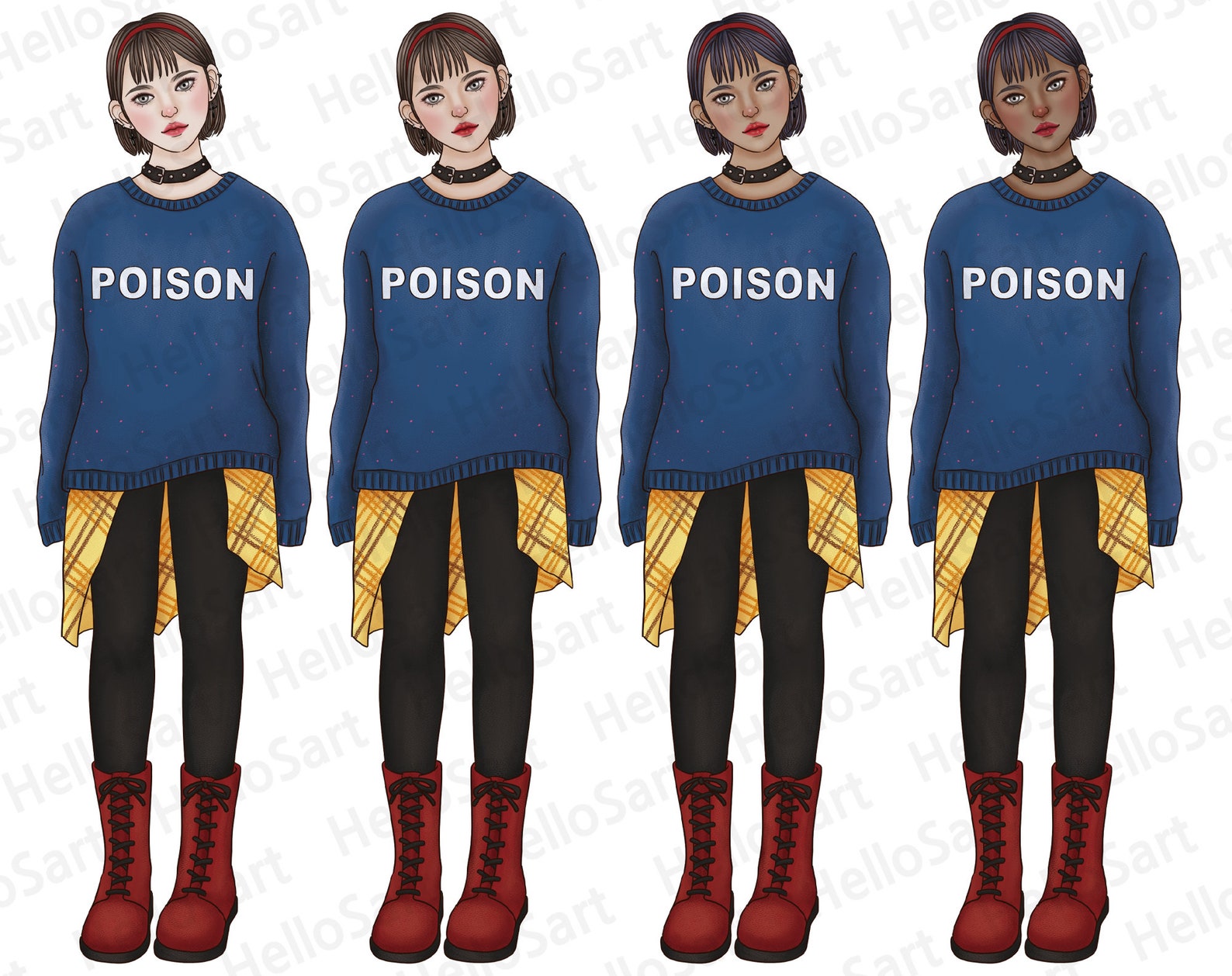 Punky Princess Clipart Story Clipart Cozy Girl Clipart Woman - Etsy