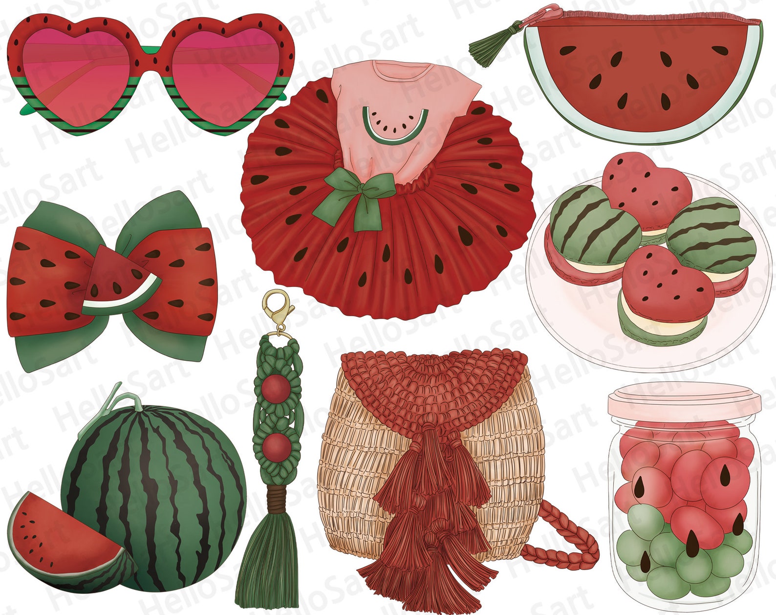 Watermelon Clipart Summer Clipart Fruit Clipart Season Clipart - Etsy