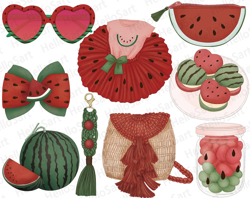 Watermelon Clipart Summer Clipart Fruit Clipart Season Clipart - Etsy