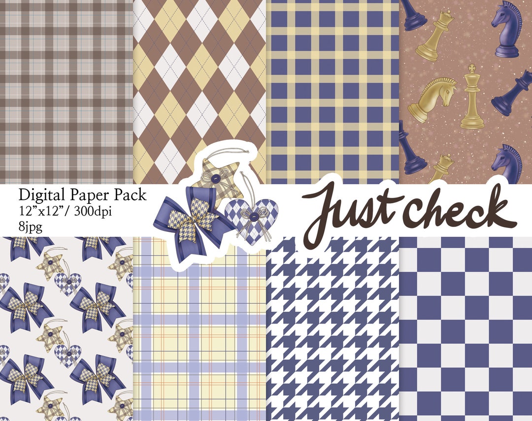 Just Check Paper Check Pattern Colorful Pattern Planner Sticker Digital ...