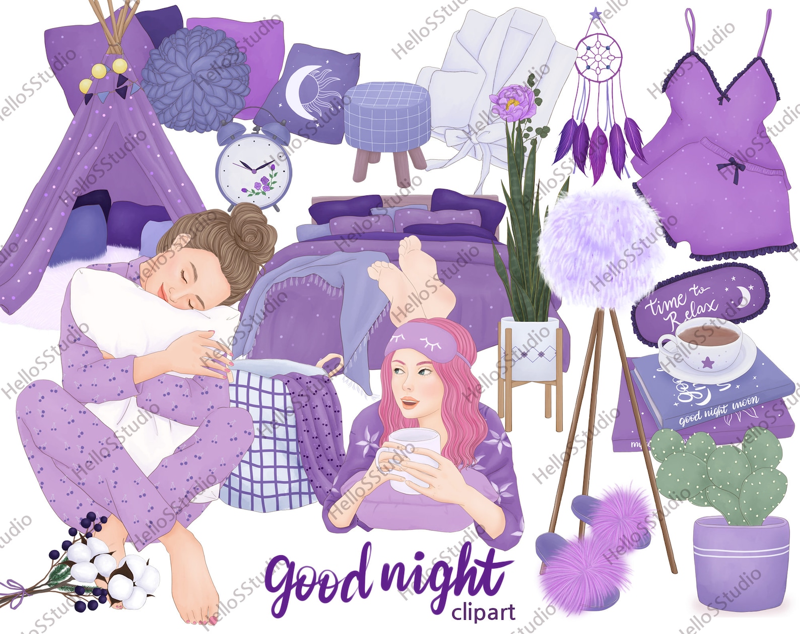 Sleep Clipart Pajama Party Clipart Slumber Clip Art Girl - Etsy