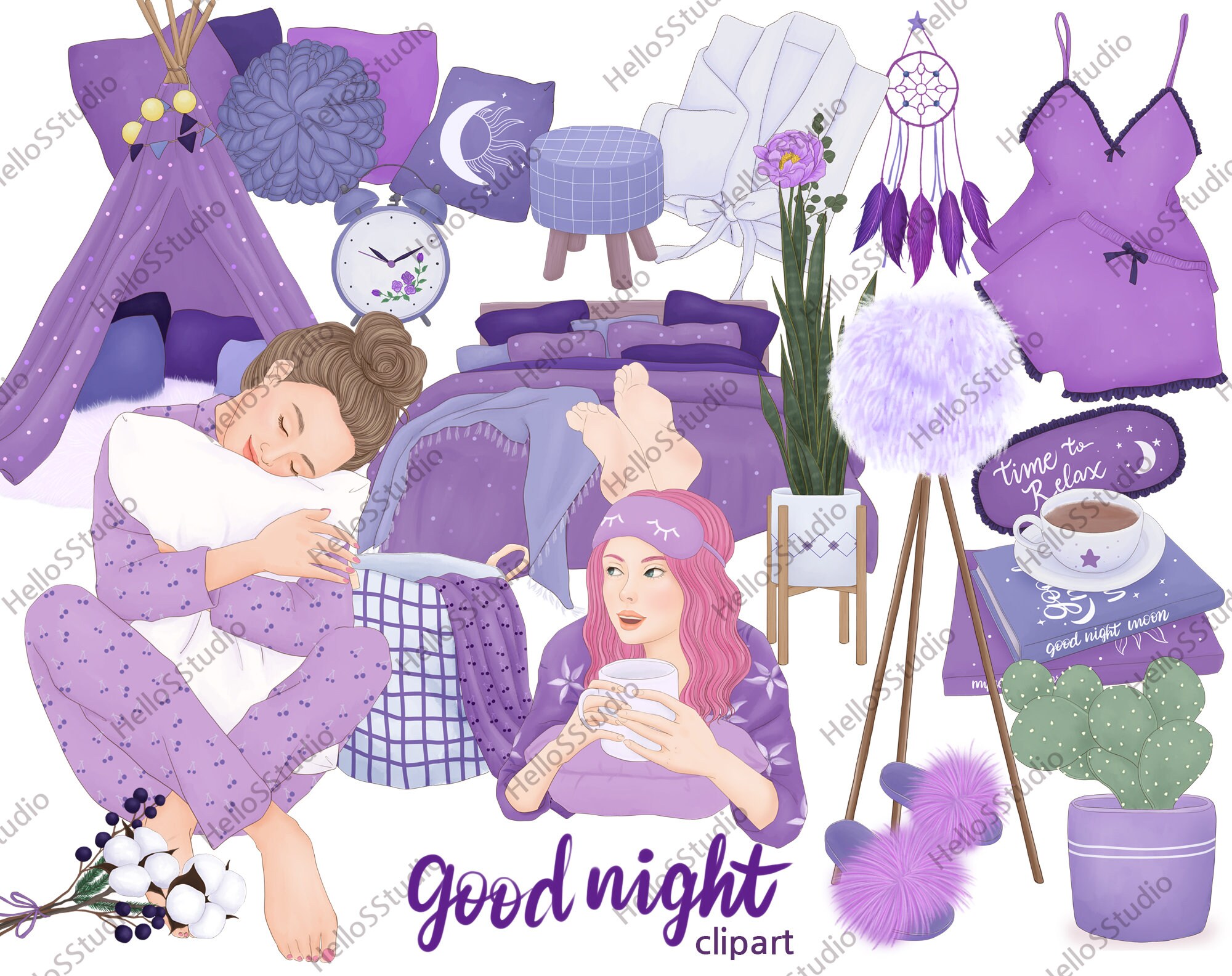 Sleep Clipart Pajama Party Clipart Slumber Clip Art Girl - Etsy