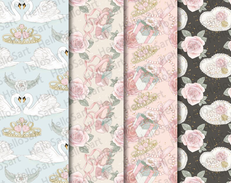 Ballerina Digital Paper: Ballet Dance Pattern, Scrapbook Background ...