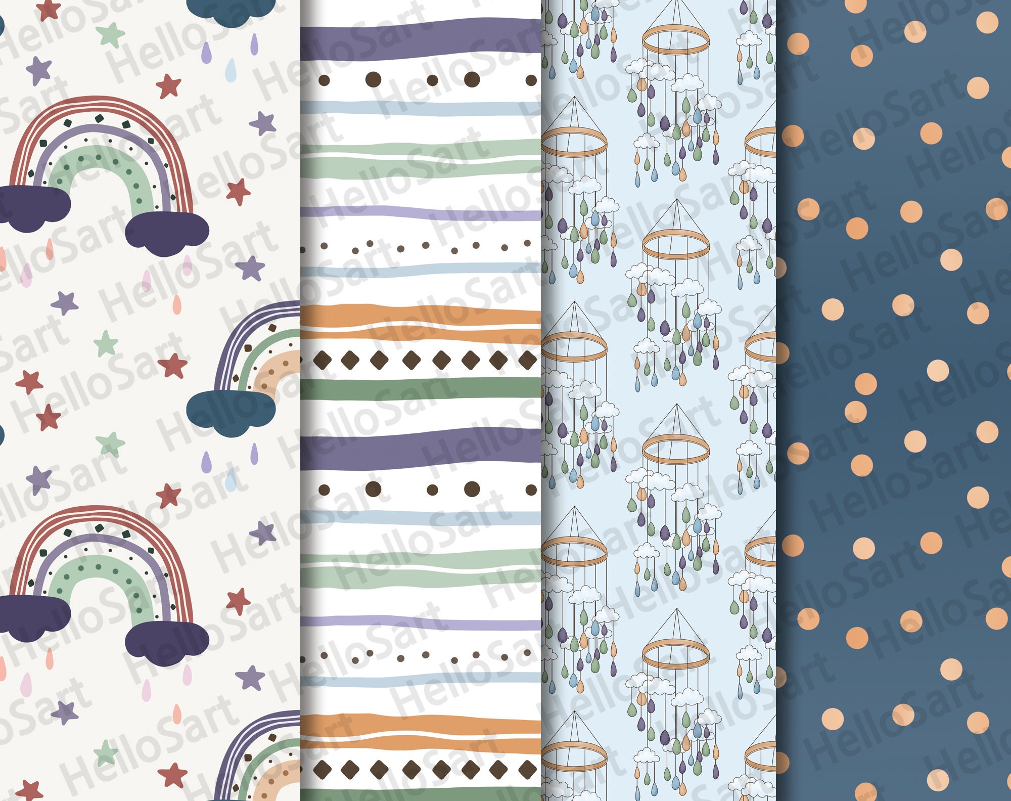 Rainy Day Papers Cloud Patterns Rain Pattern Planner Sticker - Etsy