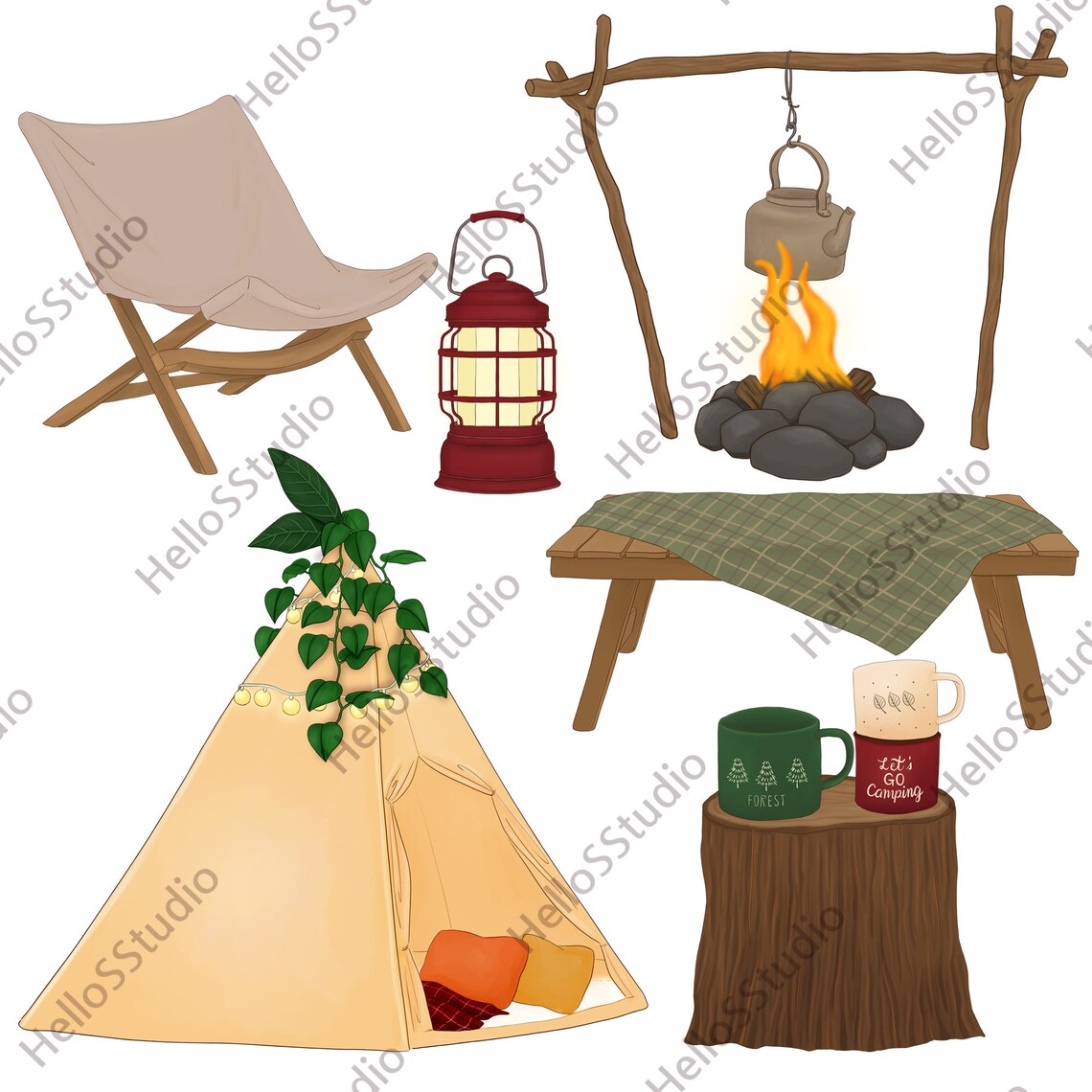 Camping clipart Glamping clipart Outdoor Clip Art girl Clipart | Etsy