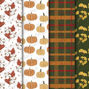 Pumpkin Fall Papers Cozy Autumn Pattern Boho Planner Sticker Digital ...