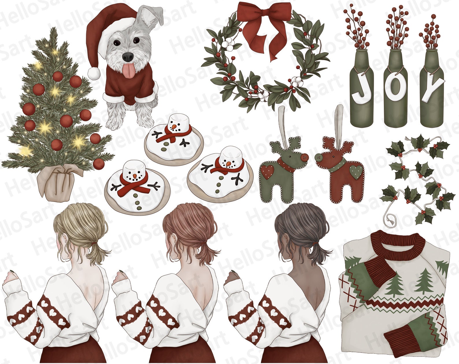 Christmas Day Clipart Winter Clipart Holiday Clipart Girl - Etsy