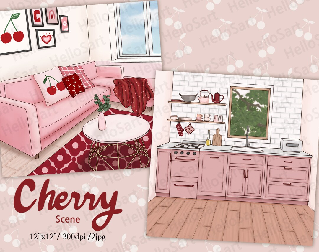 Cherry Scene Cozy Scene Pink Aesthetic Scene Planner Graphic Planner ...