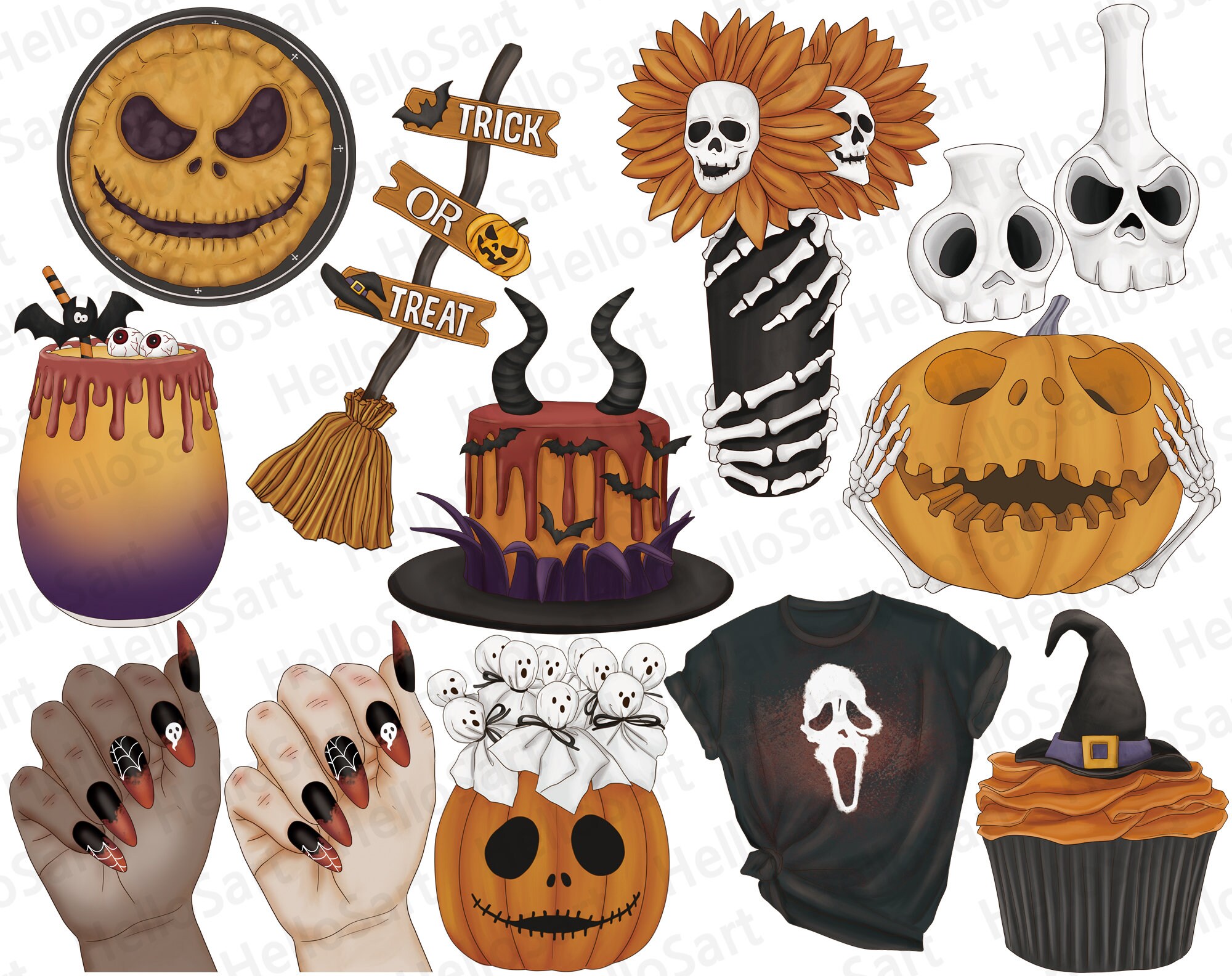 Halloween Day Clipart Spooky Clipart Horror Clipart Girl - Etsy