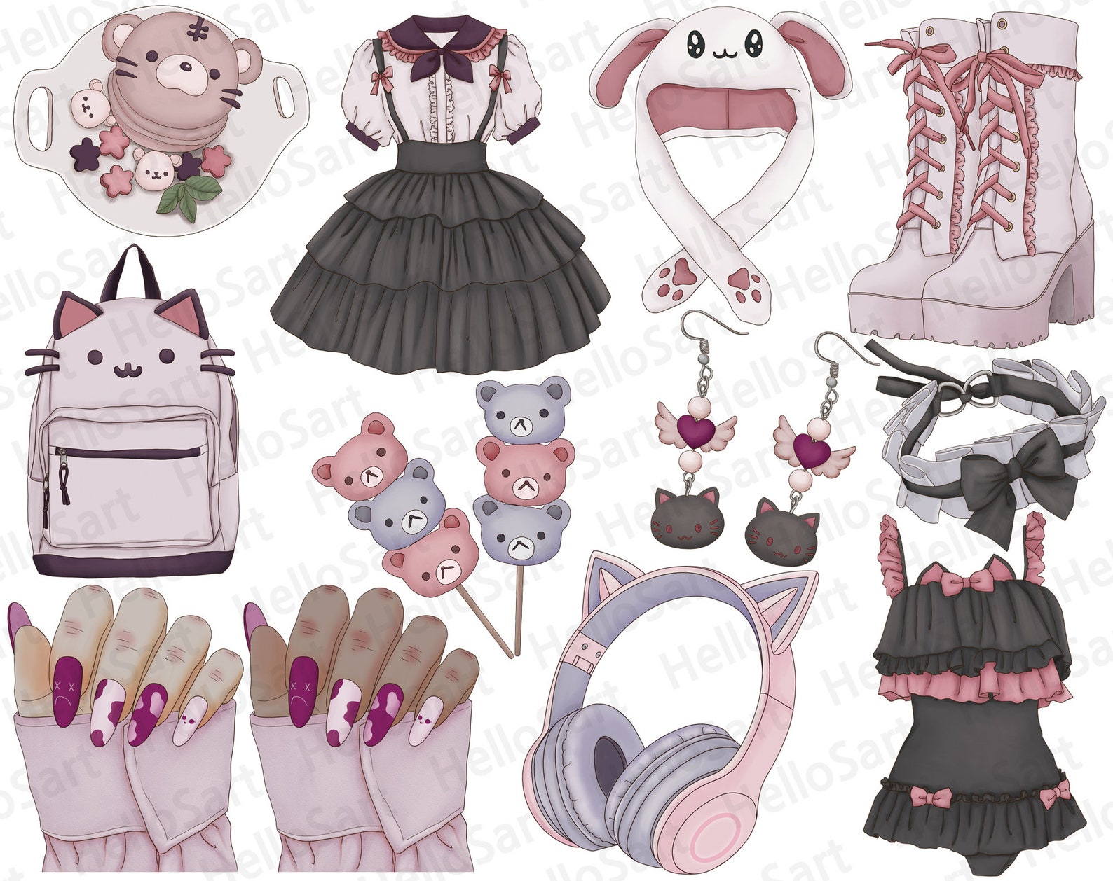 Kawaii Clipart Cute Clipart Cute Character Clipart Girl - Etsy