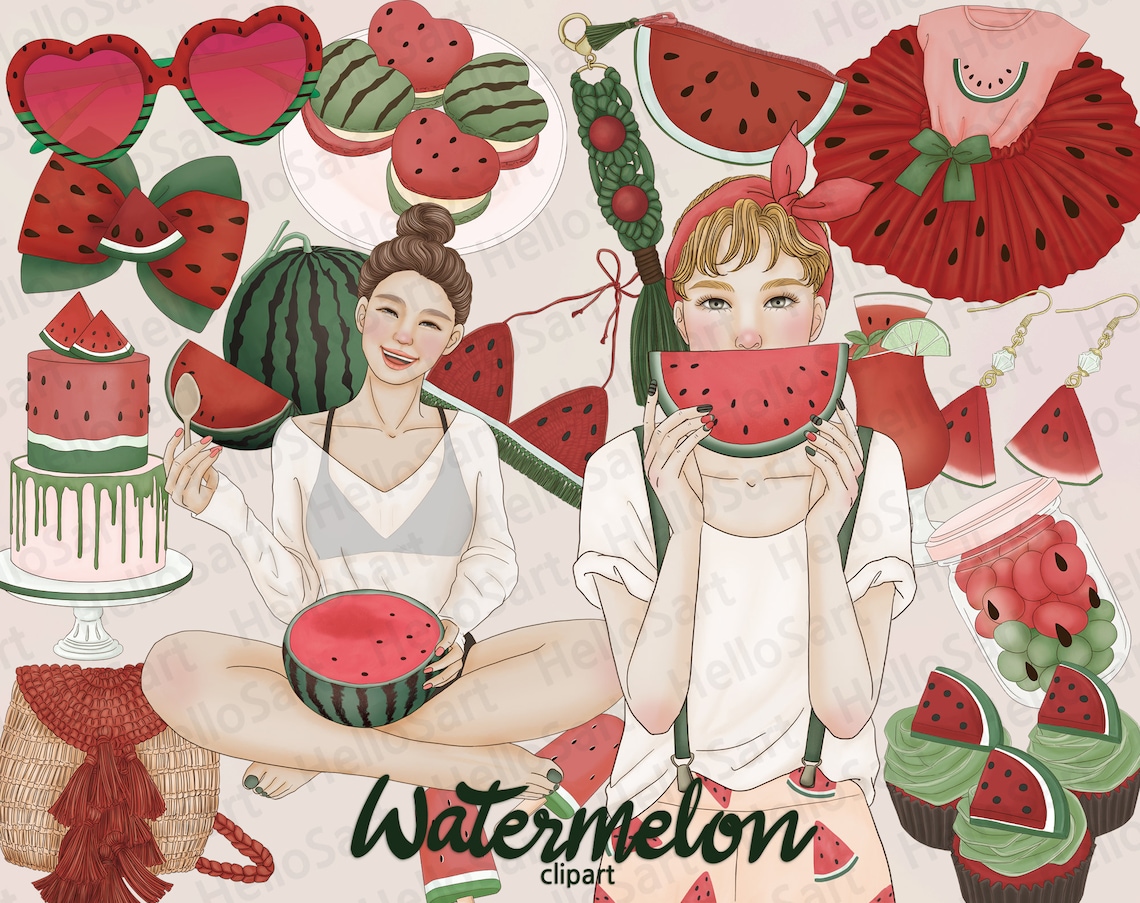 Watermelon Clipart Summer Clipart Fruit Clipart Season Clipart - Etsy