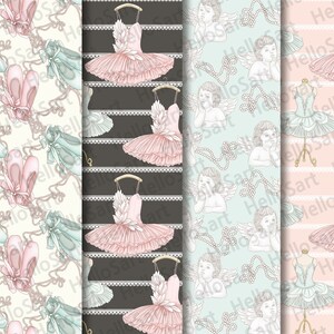 Ballerina Digital Paper: Ballet Dance Pattern, Scrapbook Background ...