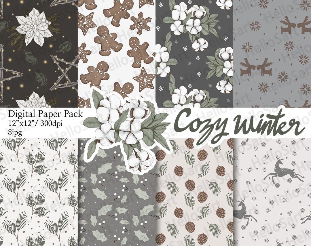 Cozy Winter Digital Paper Pack, Christmas Patterns (12x12", 300 Dpi) - Etsy