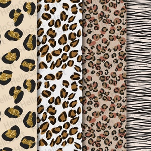 Animal Print Papers Leopard Pattern Zebra Planner Sticker Digital Paper ...