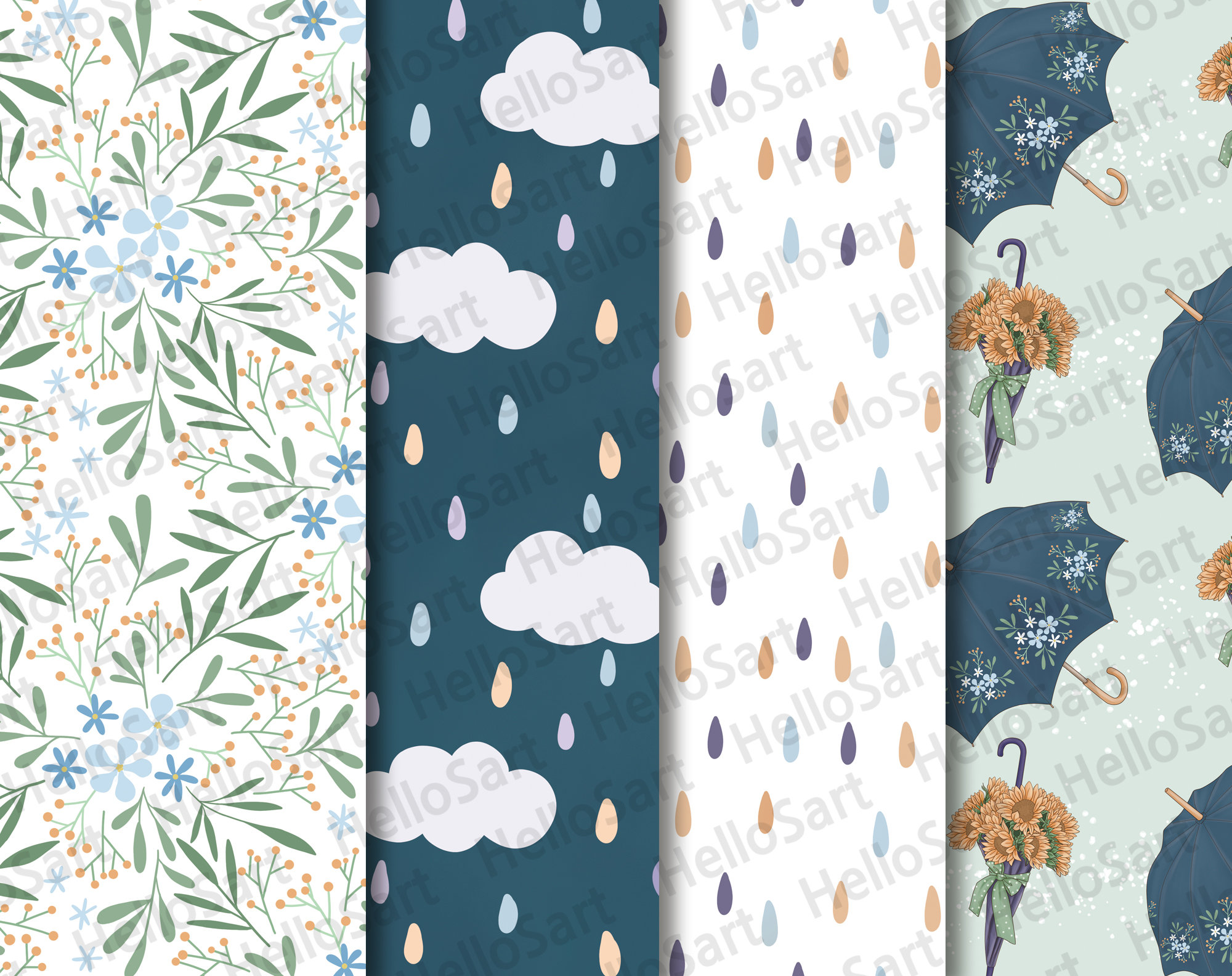Rainy Day Papers Cloud Patterns Rain Pattern Planner Sticker - Etsy