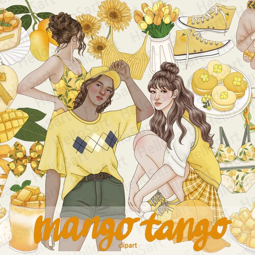 Mango Tango Clipart Yellow Clipart Cozy Clipart Fruit Woman - Etsy