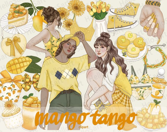 Mango Tango Clipart Yellow Clipart Cozy Clipart Fruit Woman - Etsy