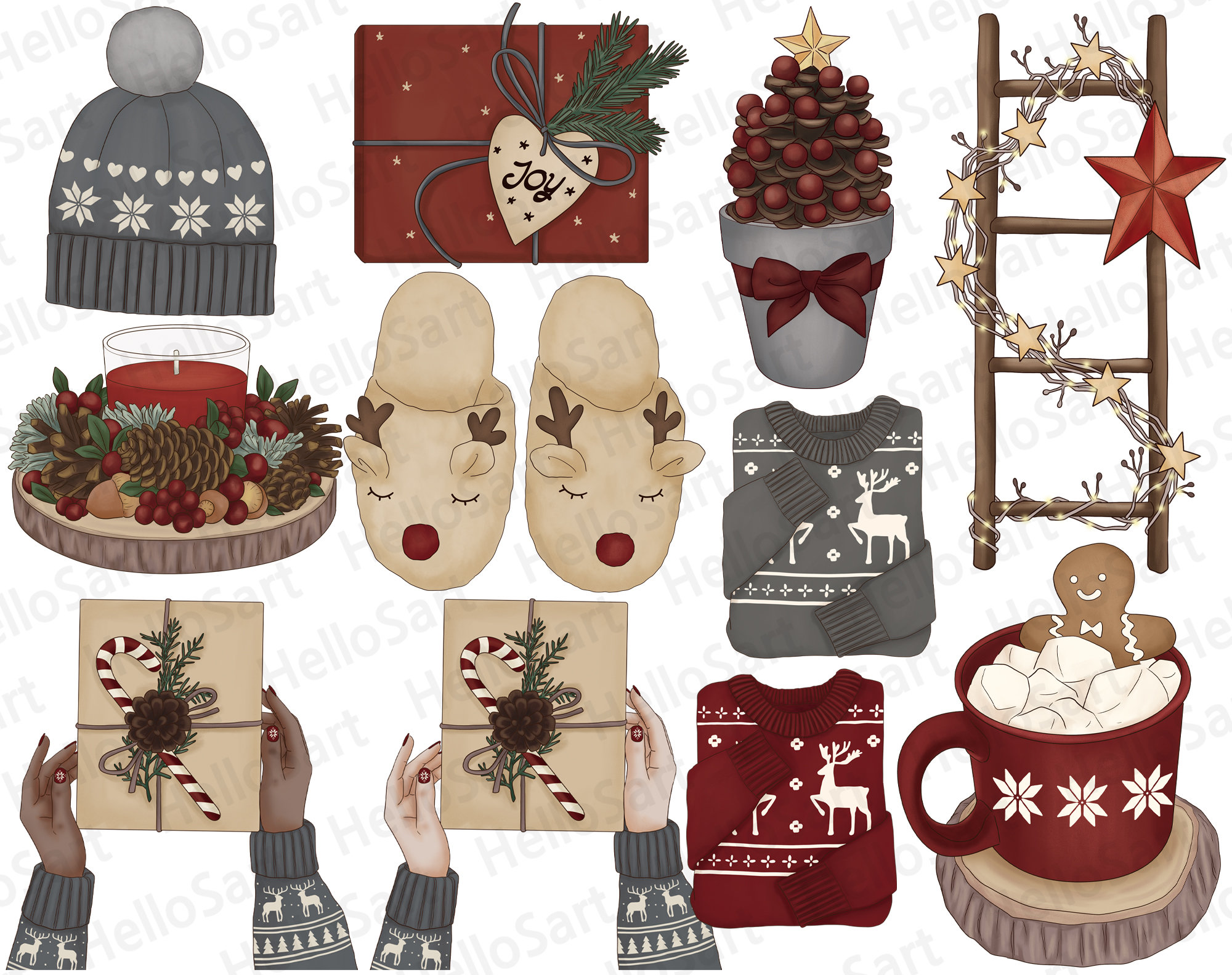 Winter Sweaters Clipart Christmas Clipart Cozy Clipart Girl - Etsy