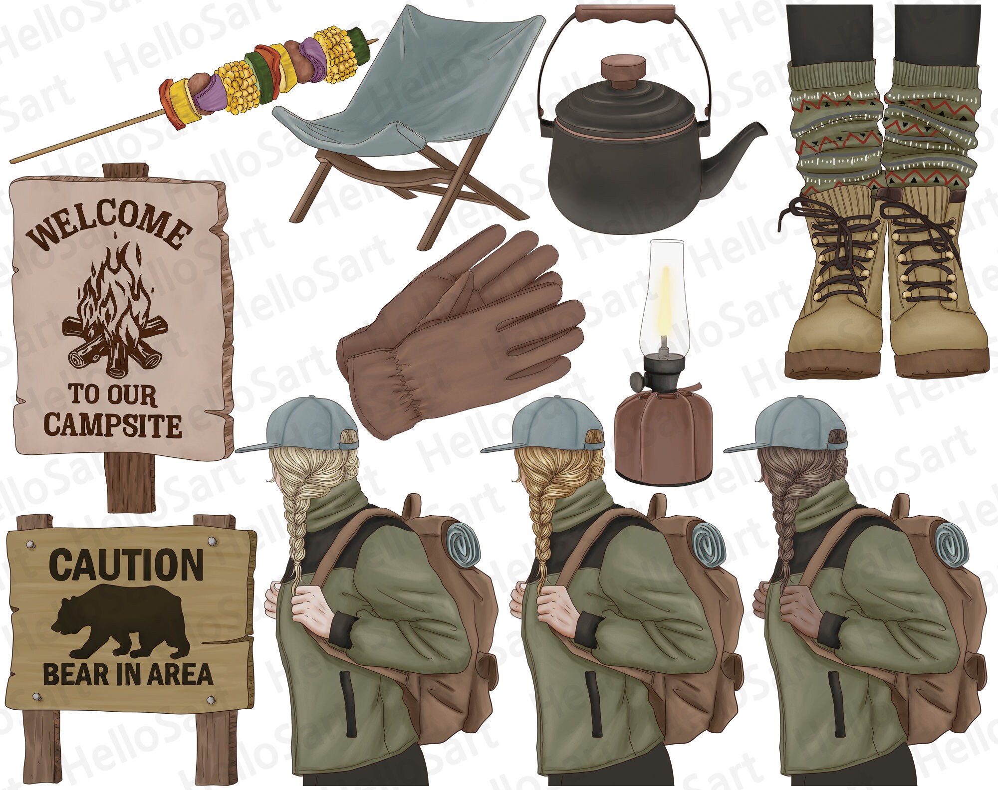 Camper Clipart Hiking Clipart Camping Clipart Girl Clipart - Etsy Canada