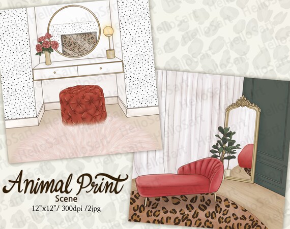 Animal Print Scene Leopard Scene Trendy Room Planner Graphic | Etsy