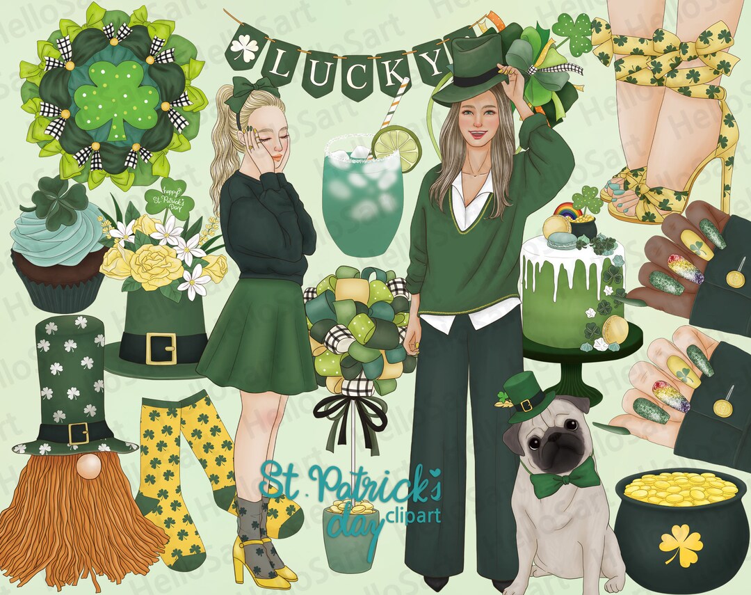 St. Patricks Clipart Green Clipart Girl Clipart Fashion Clipart Woman ...