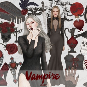 Vampire Clipart Spooky Clipart Halloween Clipart Girl Clipart Woman ...