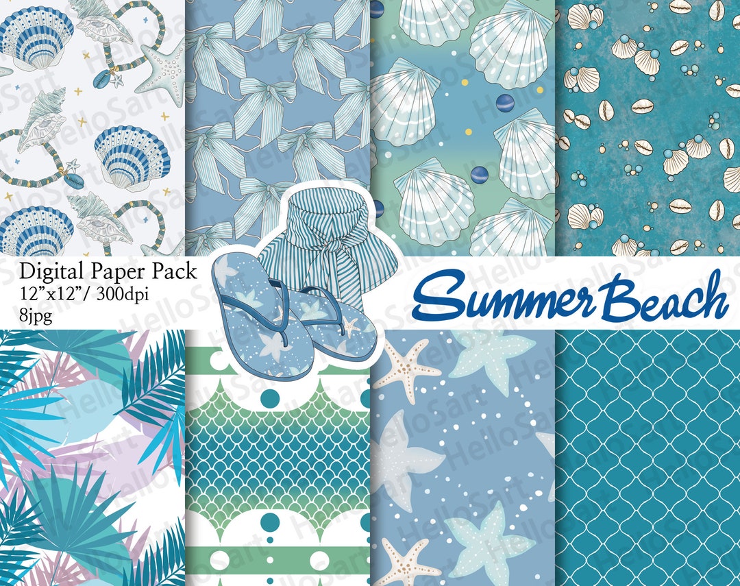 Summer Beach Paper Seashell Pattern Sea Aesthetic Planner Sticker ...