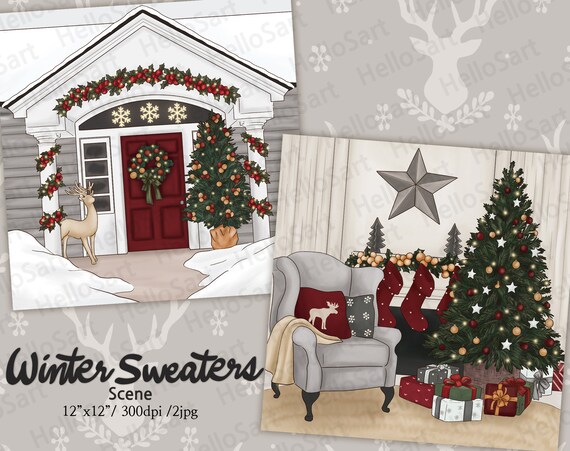 Winter Sweater Scene Room Scene Christmas Scene Cozy Scene | Etsy