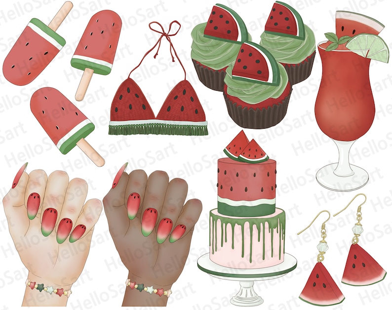 Watermelon Clipart Summer Clipart Fruit Clipart Season Clipart - Etsy
