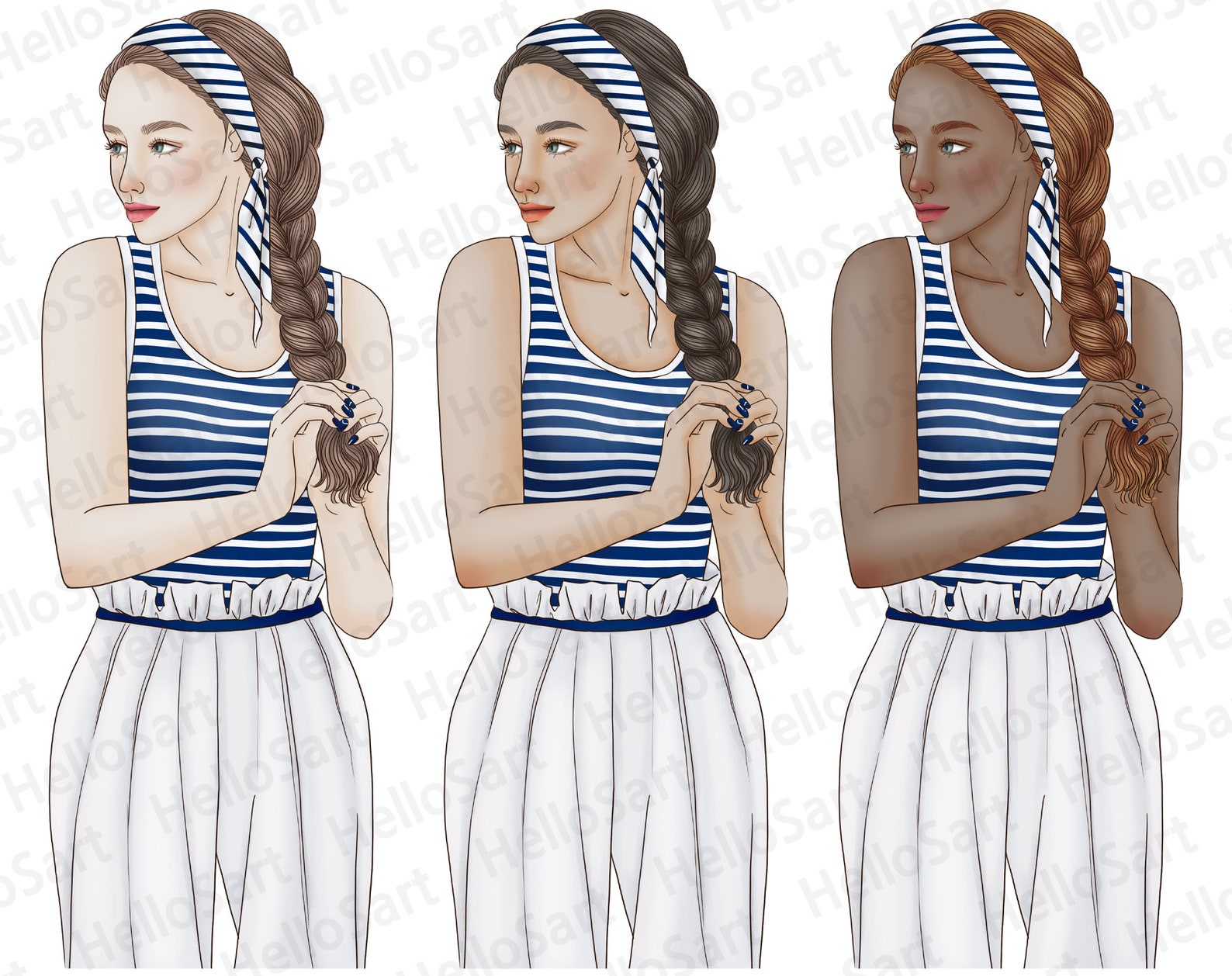 Nautical Clipart Summer Clipart Sailing Clipart Girl Clipart - Etsy