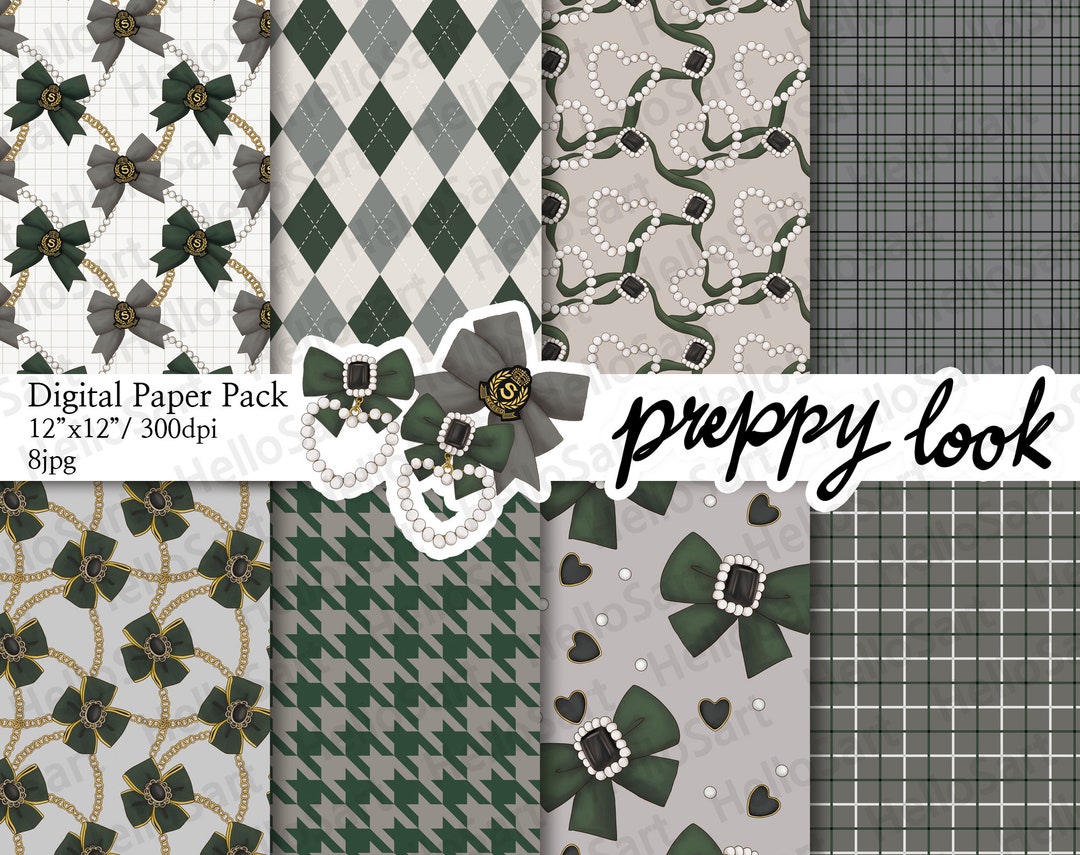 Preppy Check Pattern Digital Paper: Classic Planner Stickers (digital ...