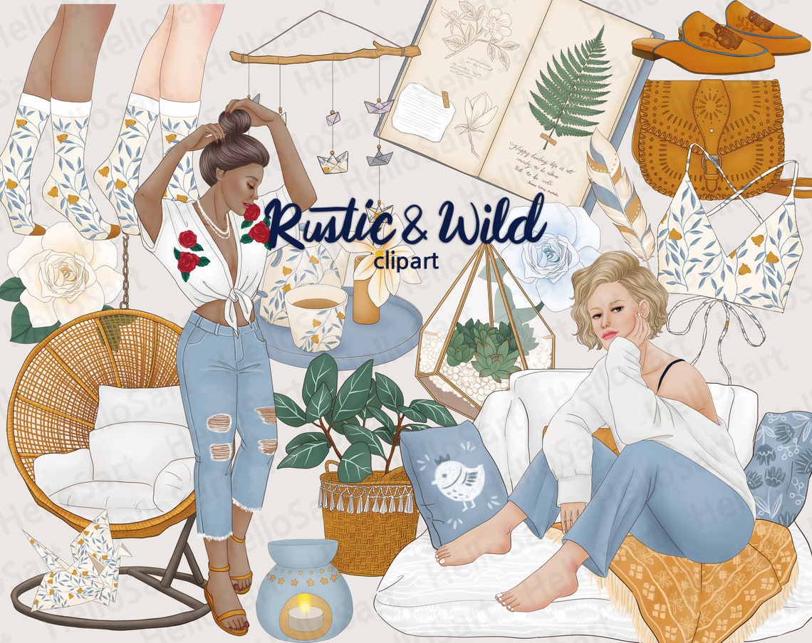 Rustic Wild Clipart Natural Tone Clipart Sweet Home Clipart - Etsy